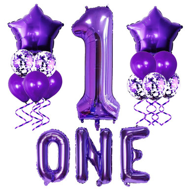 Purple One Balloon for First Birthday, 40 Inch Number 1 Balloon ...