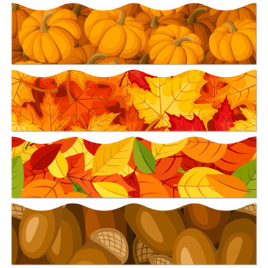 80 Pc Fall Bulletin Borders Pumpkin Maple Leaf Border Trim Thanksgiving ...