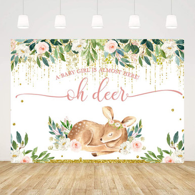 Ticuenicoa 5x3ft Oh Deer A Baby Girl is Almost Here Baby Shower ...