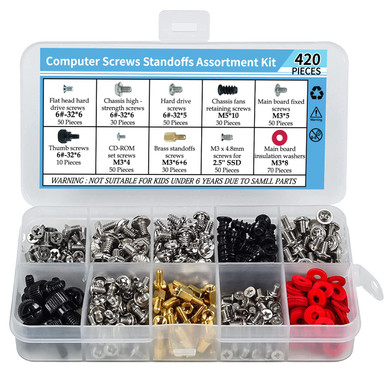 420PCS Computer Screws Standoffs Assortment Kit, Motherboard Screws for ...