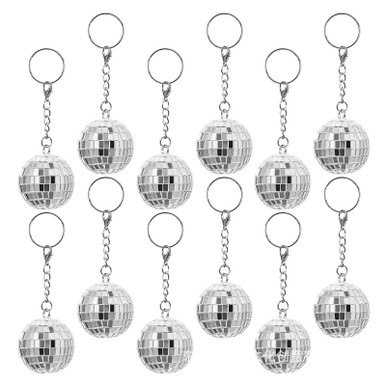 12 Pcs Mirror Disco Ball Keychain Glitter Keychains Bulk Favors Mini ...