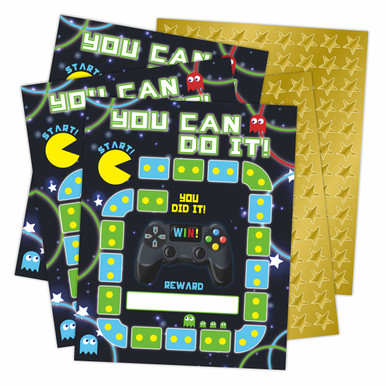 Reward Chart Set - Video Game Theme - 10 Charts with 216 Golden Star ...