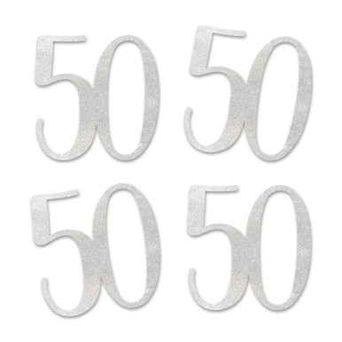 Silver Glitter 50 Cut-Out Numbers, 50th Birthday Party Anniversary ...
