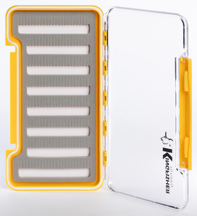 Kingfisher Fly Fishing Large Slim Waterproof Fly Box Foam A, Orange Box ...