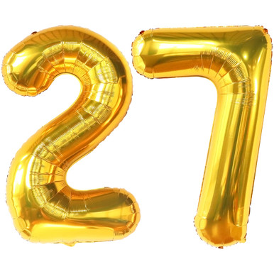 Giant, Gold 27 Balloon Numbers - 40 Inch | Gold 27 Birthday Balloon ...