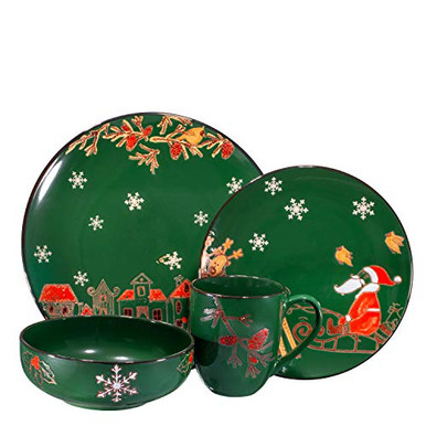 Christmas Ceramic Dinnerware Set Dinner Plates Bowls Mugs 4 Piece ...
