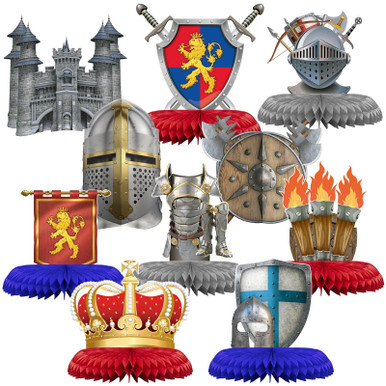 10 Pieces Knights Decorations Knight Birthday Party Supplies Medieval ...