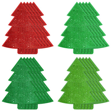 120 Pieces Christmas Tree Shape Glitter Paper Cutouts Winter Paper Tree ...