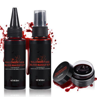 Halloween Fake Blood Spray + Fake Blood Gel Edible Washable Realistic ...