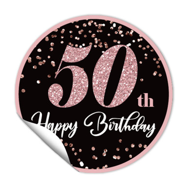 REWIDPARTY 1.5 Inch Round 50th Birthday Stickers?80 Pieces?Rose Gold ...