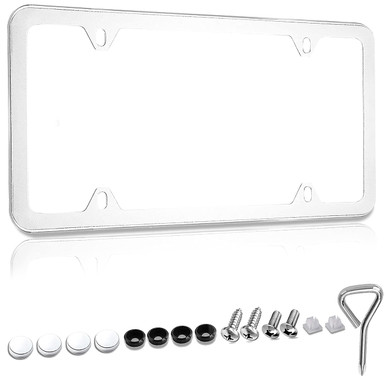 Silver License Plate Frame,White License Plate Frame,Aluminum License ...