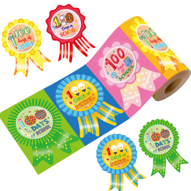 100th Day of School Stickers 200PCS Colorful 100 Days of School Badge ...