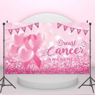 Breast Cancer Awareness Banner Backdrop Decorations Pink Ribbon Banner ...