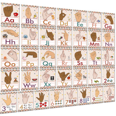 36 Pieces ASL Alphabet Line Bulletin Board Set ABC Number Sign Language ...