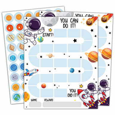 10 Outer Space Astronaut Reward Chart with 216 Round Stickers ...