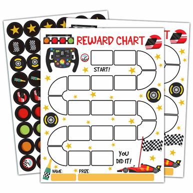 10 Racing Car Reward Chart with 216 Round Stickers, Incentive Behavior ...