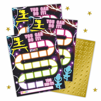 10 Glow Reward Chart with 206 Golden Star Stickers-Astronaut Theme ...