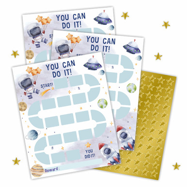 10 Reward Chart with 206 Golden Star Stickers-Astronaut Theme- Chore ...
