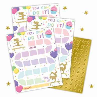 10 Reward Chart with 206 Golden Star Stickers-Gymnastic Theme- Chore ...
