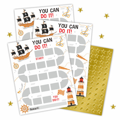 10 Reward Chart with 206 Golden Star Stickers-Pirate Theme- Chore Chart ...