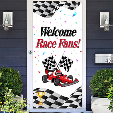Welcome Race Fans Racing Car Birthday Photo Booth Props Banner Backdrop ...