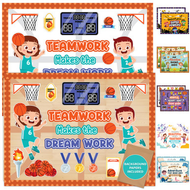 59 Pcs Basketball Bulletin Board Decorations Set with Background Papers ...