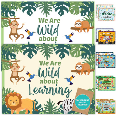 32 Pcs Safari Bulletin Board Decorations Set with Background Papers ...