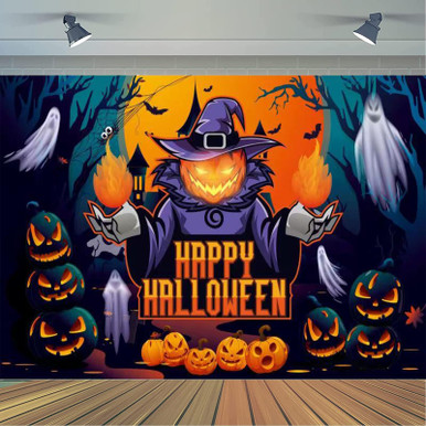 Scary Happy Halloween Banner, 7x5ft Horror Moon Night Spooky Scary ...
