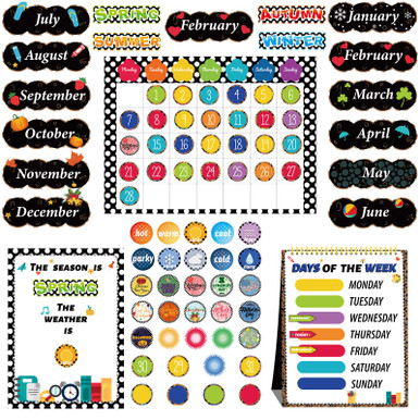 96 Pieces Calendar Bulletin Board Sets for Classroom Teacher School ...