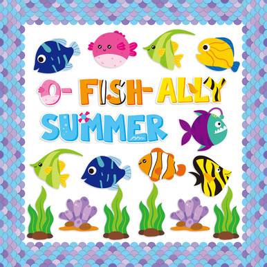 CY2SIDE 89PCS O-Fish-Ally Summer Cut-Outs Decor for Classroom Bulletin ...