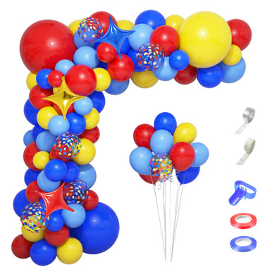 Carnival Circus Balloons Arch Garland Kit, 121Pcs Red Blue Yellow ...