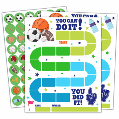 10 Sports Reward Chart with 216 Round Stickers, Incentive Behavior ...