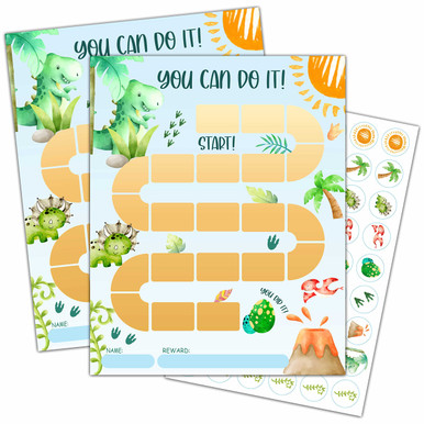 Dinosaur Theme Reward Chart, 10 Kids Behavior Charts with 216 Round ...