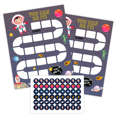 10 Outer Space and Astronaut Reward Charts with 216 Round Stickers ...