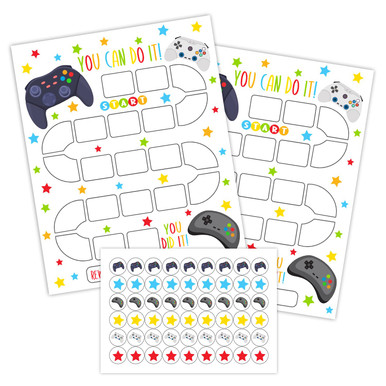 10 Video Game Reward Charts with 216 Round Stickers, Positive Behavior ...