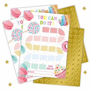 Sweet Candy Reward Chart Set - 10 Charts with 206 Golden Star Stickers ...