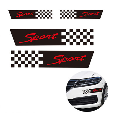 4 PCS CAR Decals Sports Style Car Front Cover Sticker Light Eyebrow ...