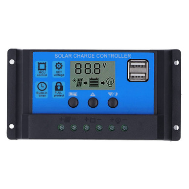 Solar Charge Controller MPPT Dual USB 5V Output Solar Panel Regulator LCD Display PWM Charging ...
