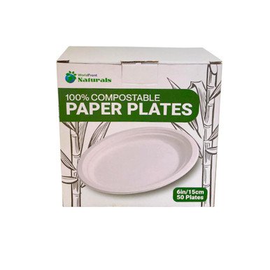 Worldfront Naturals Compostable Paper Plates 9 Inches, 50 pack, Eco ...