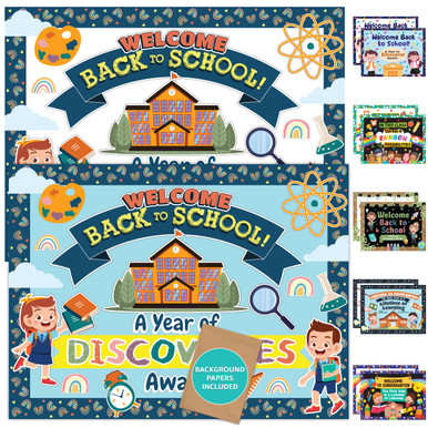 64 Pcs Welcome Back to School Bulletin Board Set with Background Papers ...