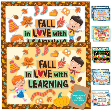 75 Pcs Fall Bulletin Board Decorations Set with Background Papers ...