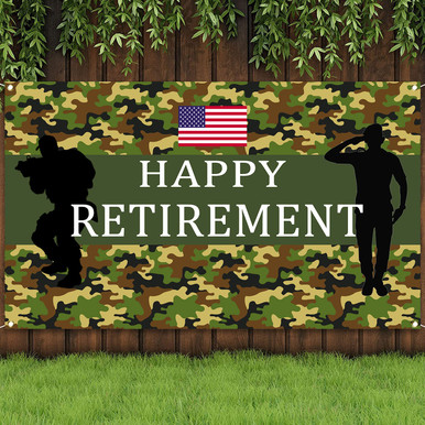 4x6Ft Camouflage Happy Retirement Backdrop Banner,Military ARMY/NAVY ...