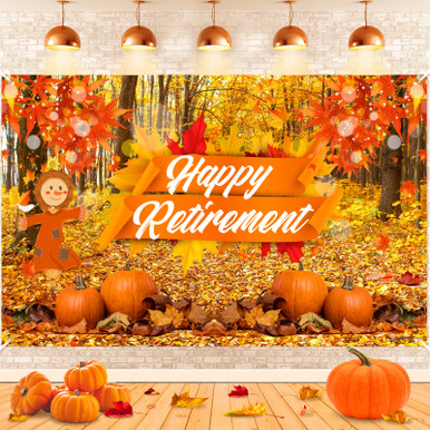 Fall Retirement Decorations Banner Large Fall Happy Retirement Banner ...
