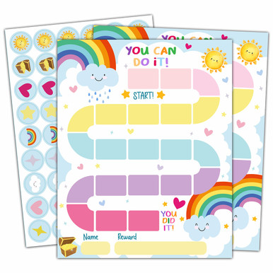 10 Rainbow Reward Chart with 216 Round Stickers, Incentive Behavior ...