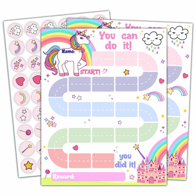 10 Unicorn Reward Chart with 216 Round Stickers, Incentive Behavior ...