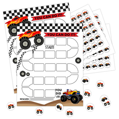 Reward Charts for Kids, Monster Truck Task Reward Behavior Chart with ...