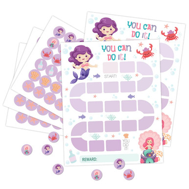 Mermaid Reward Chart with Matching Round Themed Sticker, Task Reward ...