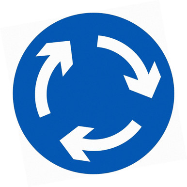 Sticker - Warning - 1x Mini-Roundabout Sign (Roundabout Circulation ...