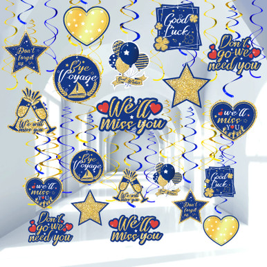 30Pcs Farewell Party Decorations for Men Blue Gold We Will Miss You ...