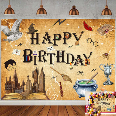 Wizard Happy Birthday Backdrop for Photography Magic Castle Wizard ...